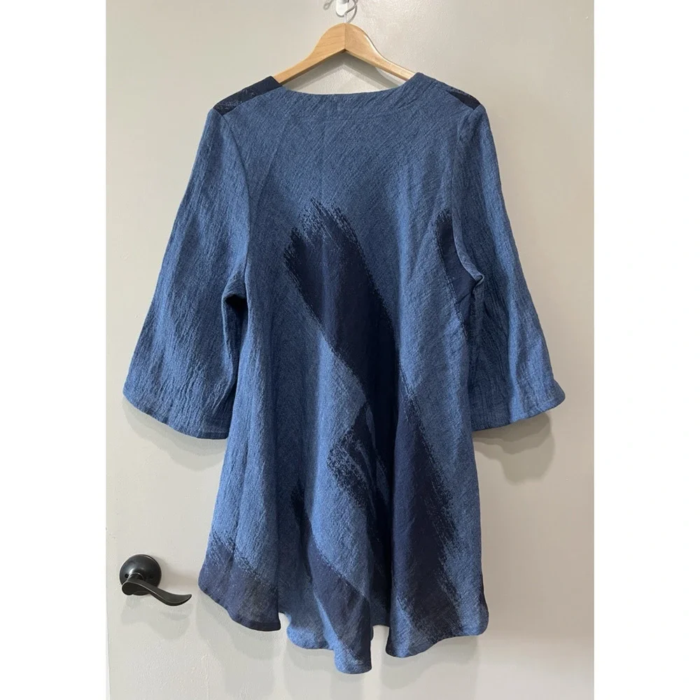 Ralston | Dresses | Ralston Blue Black Artsy Lagenlook Statement Gauze ...